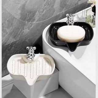 Cutie Bear Ceramic Soap Case Box Table Soap Trap Cute Soap Container ...