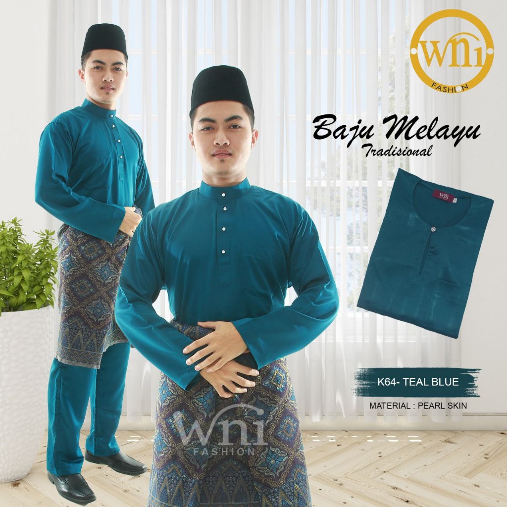 Baju Melayu Wni Traditional Berpesak (64 Teal Blue) | Shopee Malaysia