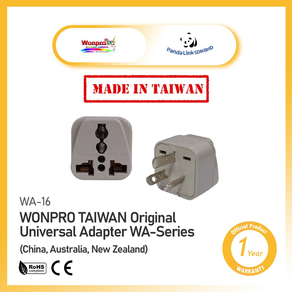 WONPRO WA-16 Taiwan Original Universal Adapter Travel Adapter WA-Series ...