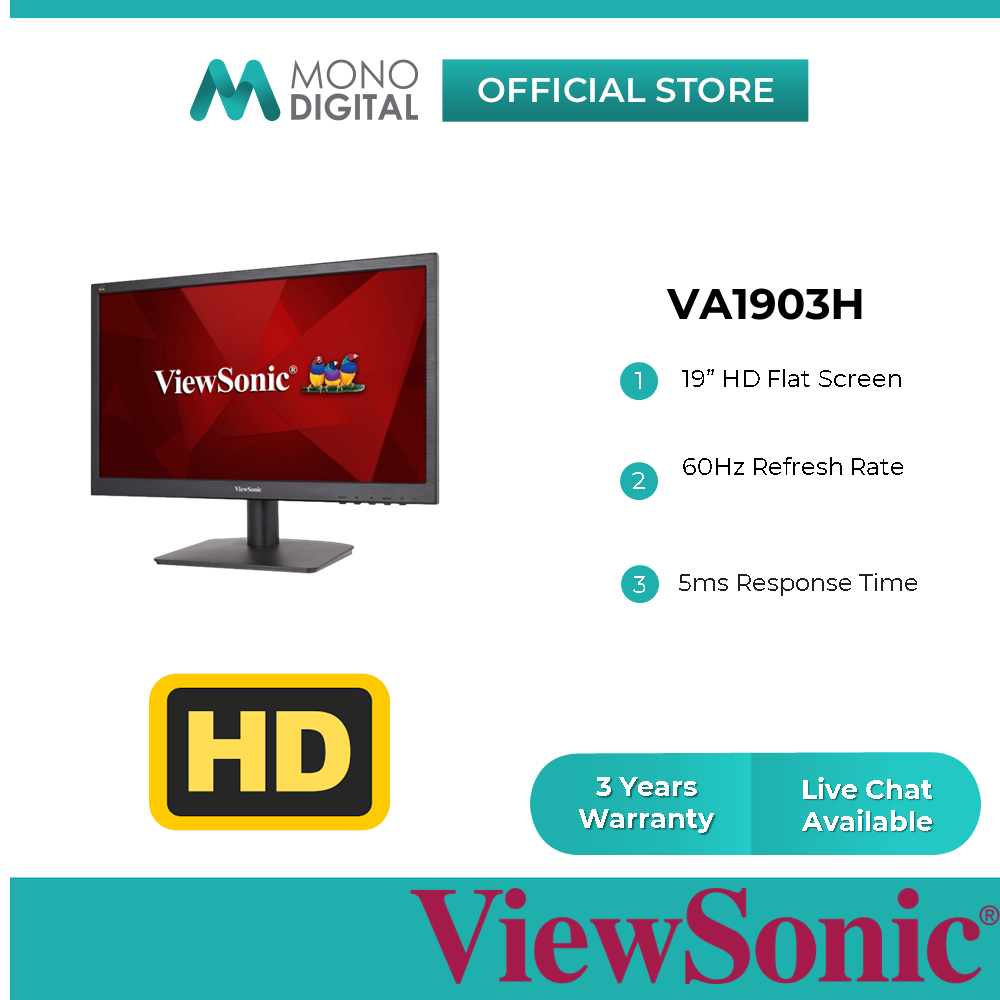 VIEWSONIC 19" VA1903H LED FLAT FULL HD (1366x768 @ 60Hz) TN PANEL HDMI ...