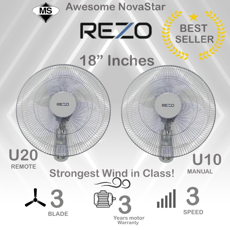 [Kingsman Electrical] REZO Wall Fan 18inch 3 Blade U20 with 3 Speed ...