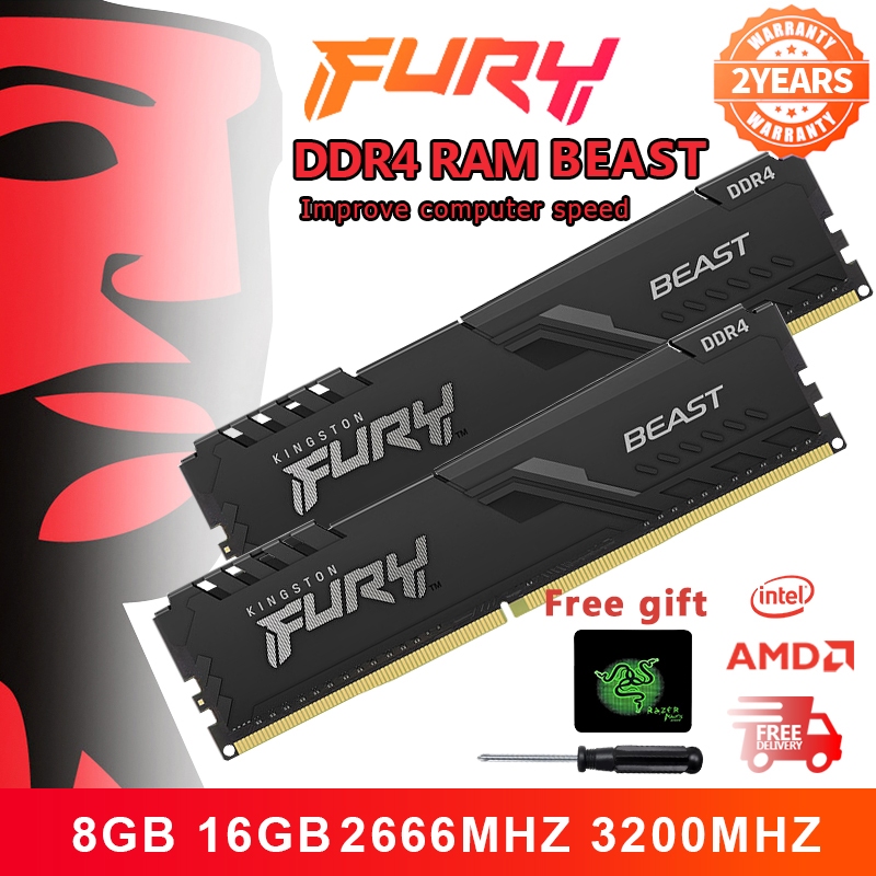 [Local Stock] Kingston Fury Beast RAM DDR4 8GB/16GB 2666/3200/3600 MHz ...