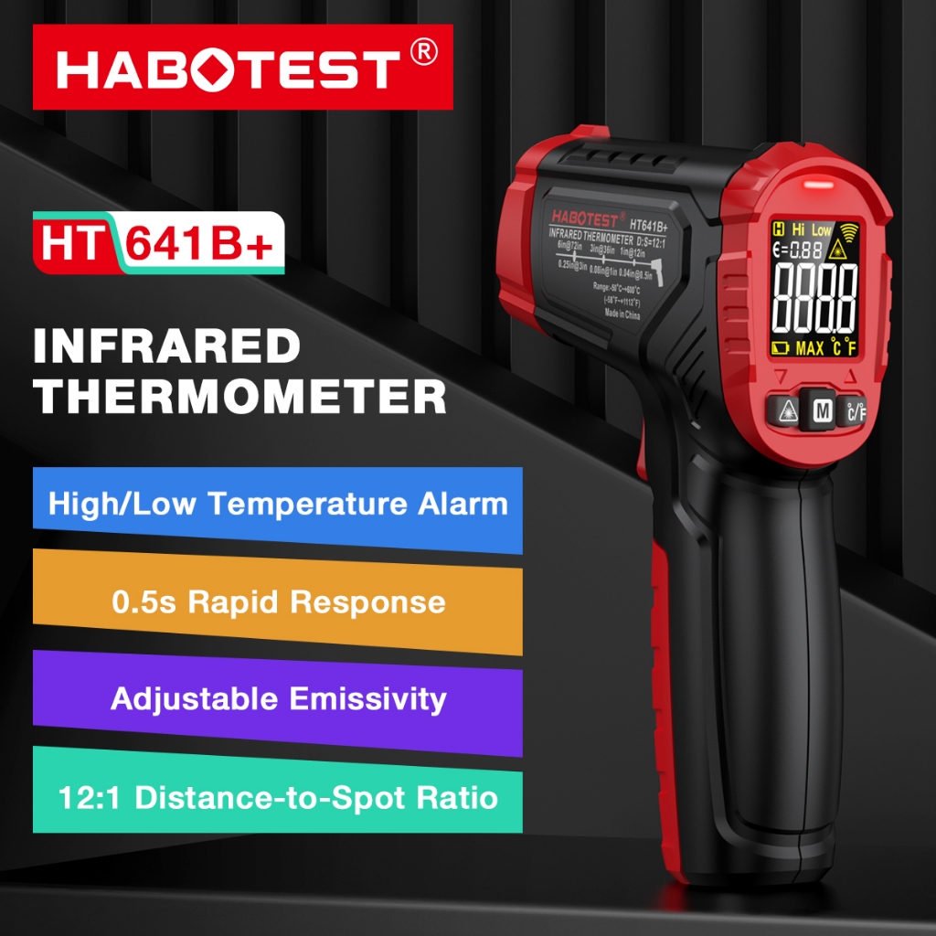 HABOTEST🔥HT641 Infrared Thermometer -58~1112℉ Non-contact Digital ...