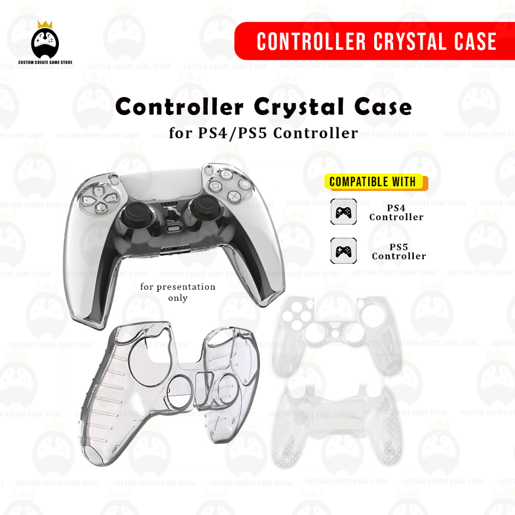PS5 PS4 Controller Crystal Clear Case Transparent Hard Protective Cover ...