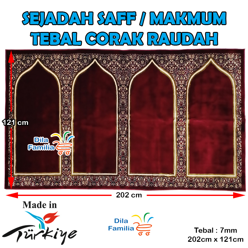 Sejadah Saff Makmum Tebal Corak Bunga Raudah Masjid Nabawi Madinah ...