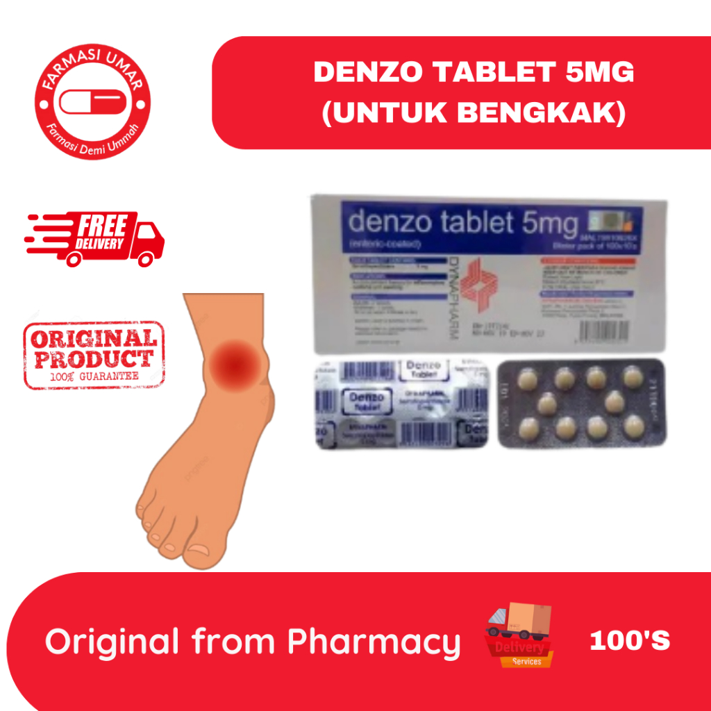 DENZO TABLET 5MG (SERRATOPEPTIDASE) BENGKAK 100X10'S | Shopee Malaysia