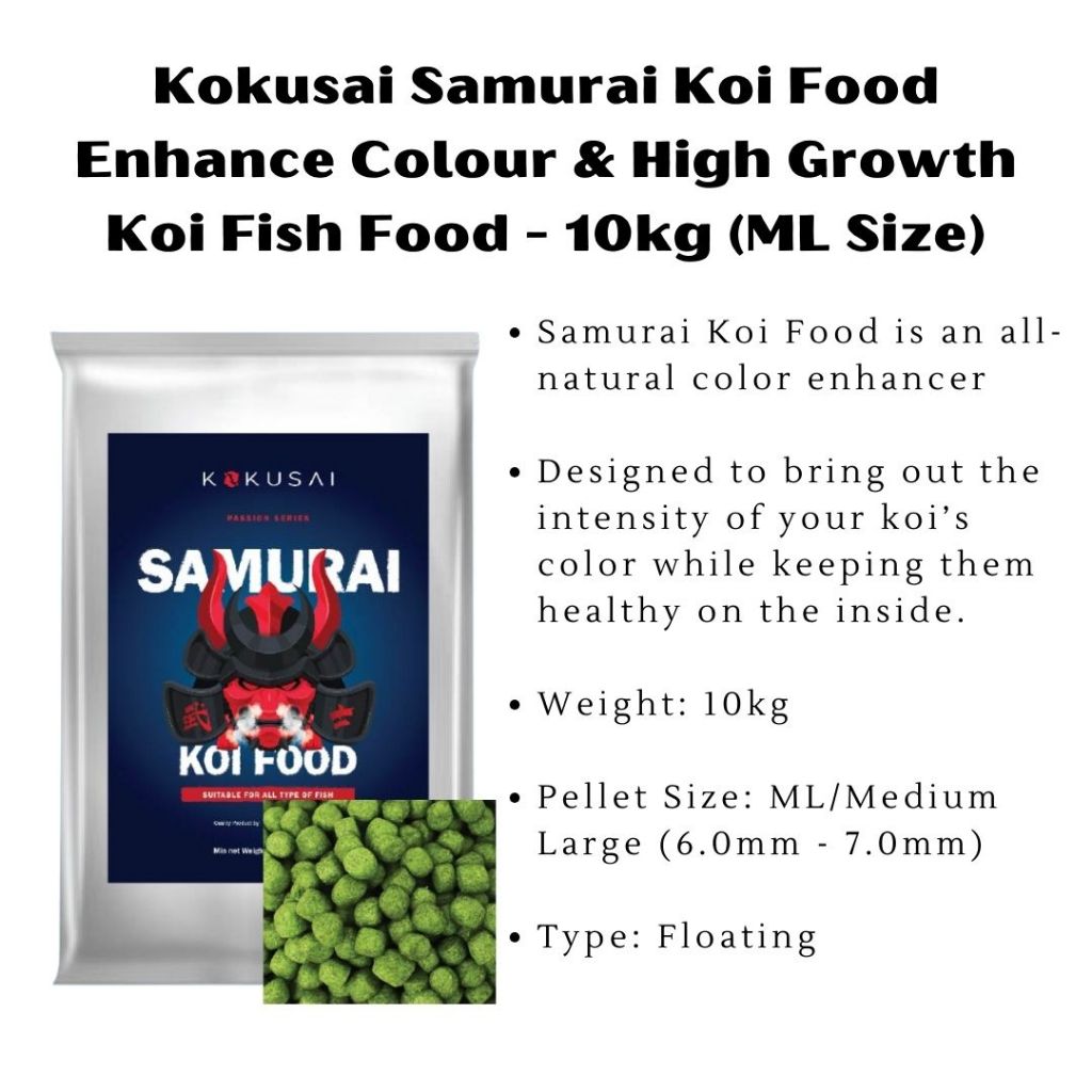 Kokusai Samurai Koi Food Enhance Colour & High Growth Koi Fish Food ...