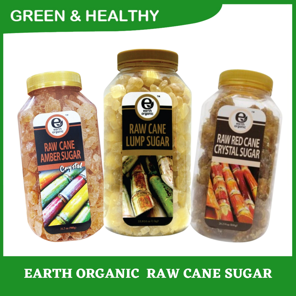 Earth Organic Raw Lump Suga 1KG/Amber Sugar 900G/Red Cane Crystal Sugar ...