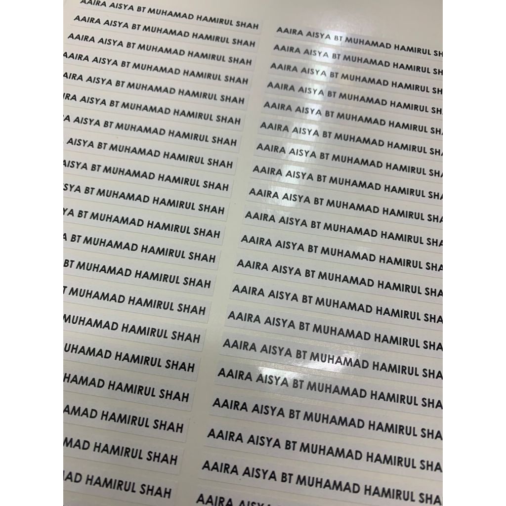 Sticker Nama Murid Sekolah Kalis Air untuk buku botol pensel (SILA BACA ...