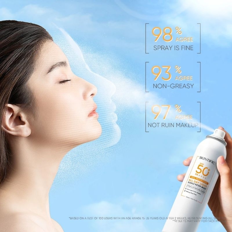 (EXP:2026)[120ml] SKINTIFIC All Day Light Sunscreen Mist SPF50 PA++++ Sunblock Spray Anti UV ...
