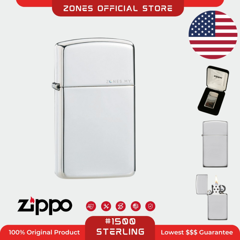 🇺🇸 Zippo 1500 Pure Sterling 925 Silver Slim™ High Polish Lighter ...