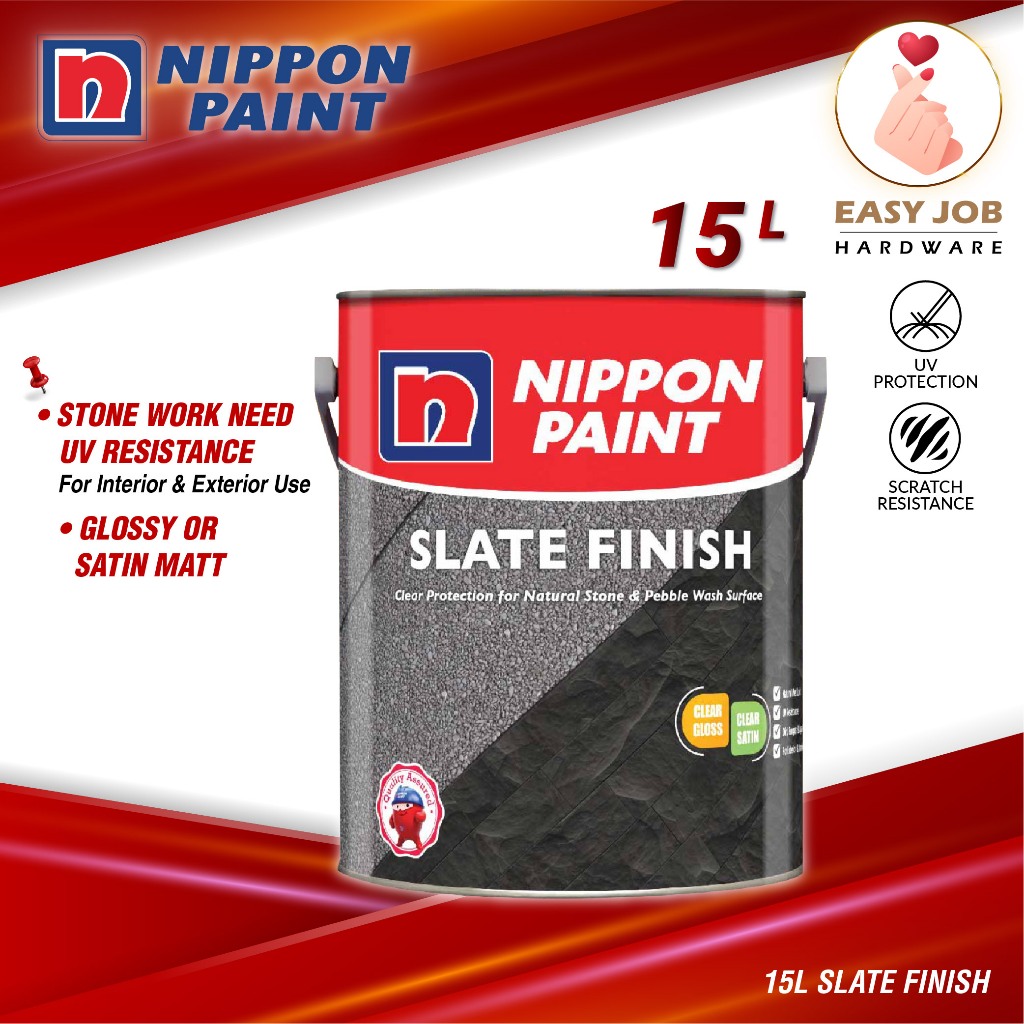 🔥 15L Slate Finish Nippon Clear Coat Stone Varnish Nippon Paint Slate Finish Clear Finish Pebble ...