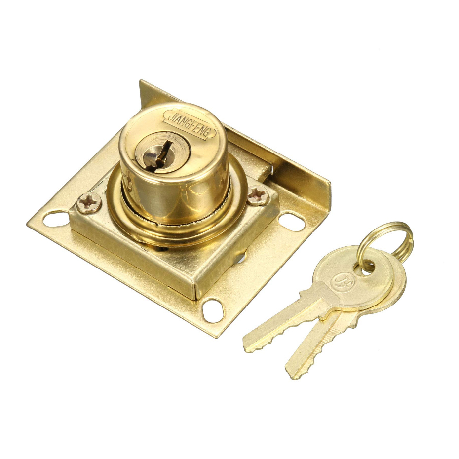 MKR Gold Square Drawer Lock for Cupboard Security Cylinder Home Office ...