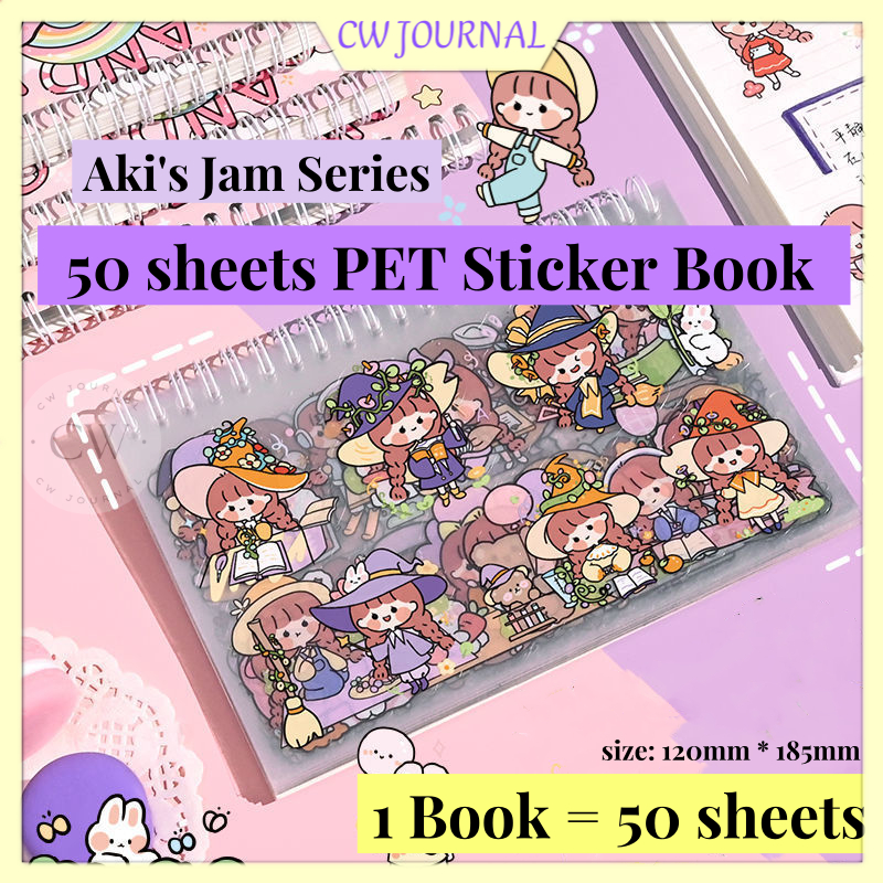 CW Journal Cute Cartoon Coil Sticker Book 50 sheets Ins Hand Account ...