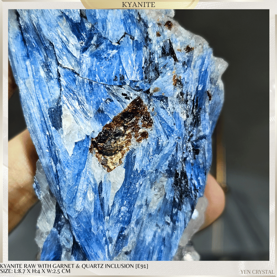 BLUE KYANITE RAW WITH QUARTZ & GARNET INCLUSION *PREMIUM GRADE* FROM ...