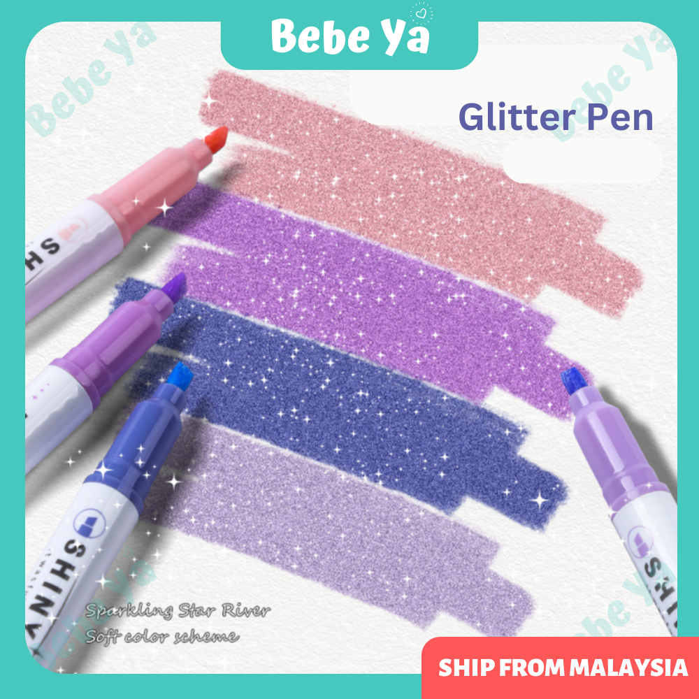 Glitter Highlighter Pen Set 4pcs - Aesthetic Bling Shiny Journal ...