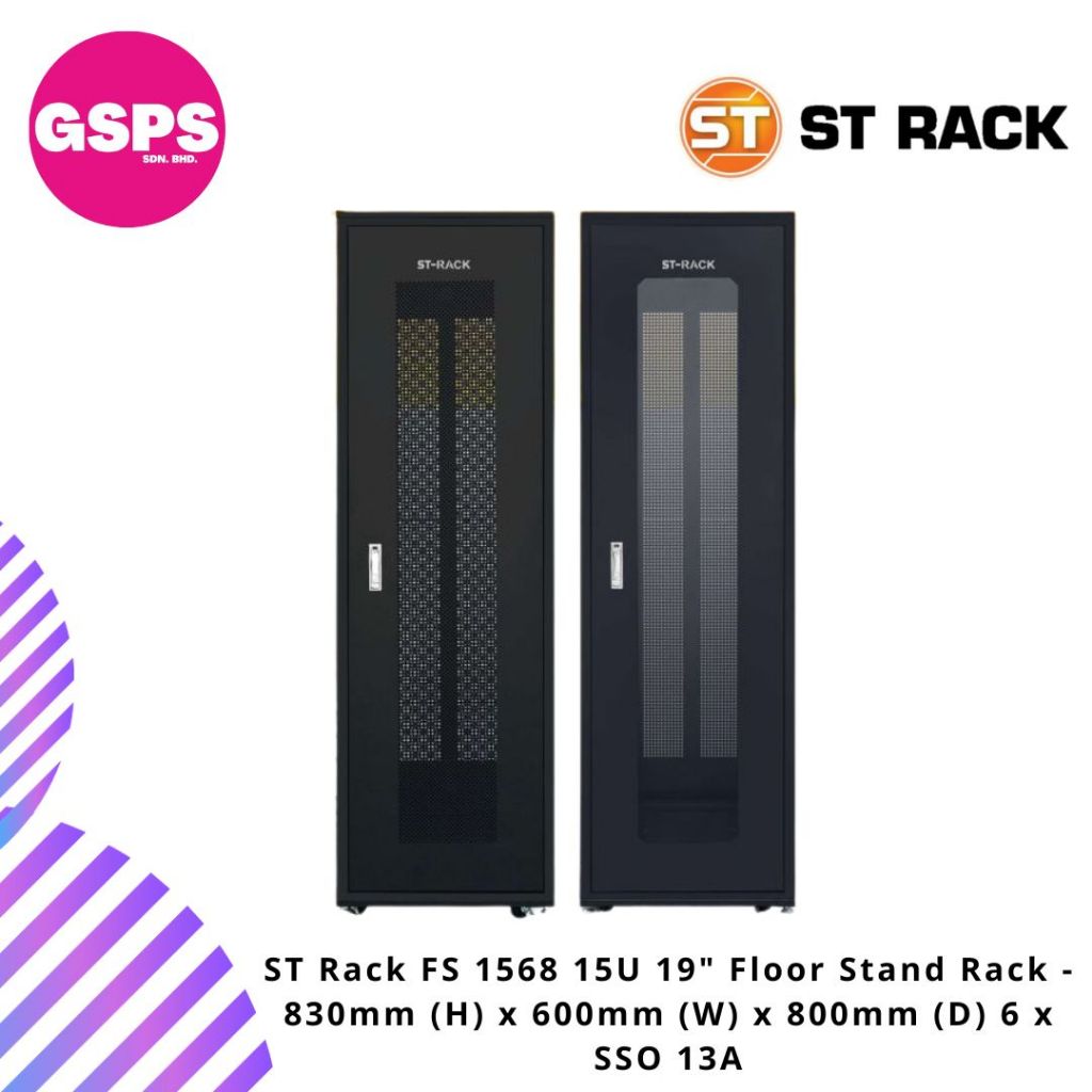ST Rack FS1568 15U 19" Floor Stand Rack - 830mm (H) x 600mm (W) x 800mm ...