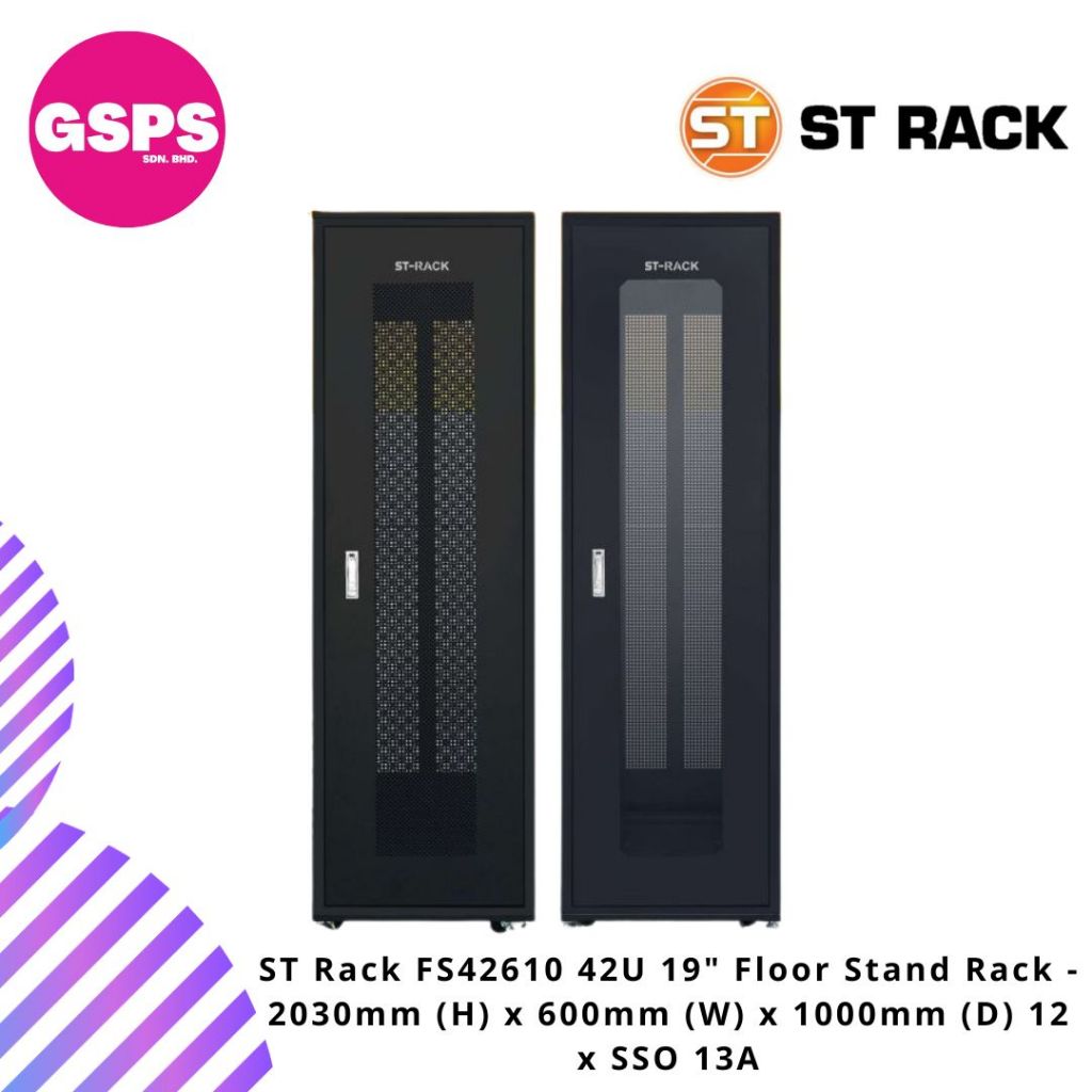 ST Rack FS 42610 42U 19" Floor Stand Rack - 2030mm (H) x 600mm (W) x ...