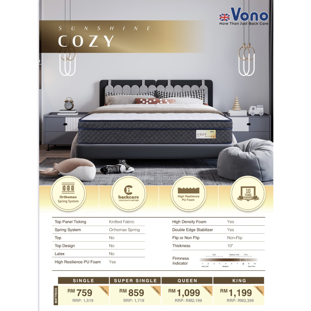 VONO Sunshine Cozy Orthomax Spring Knitted Ticking High Resilience PU ...
