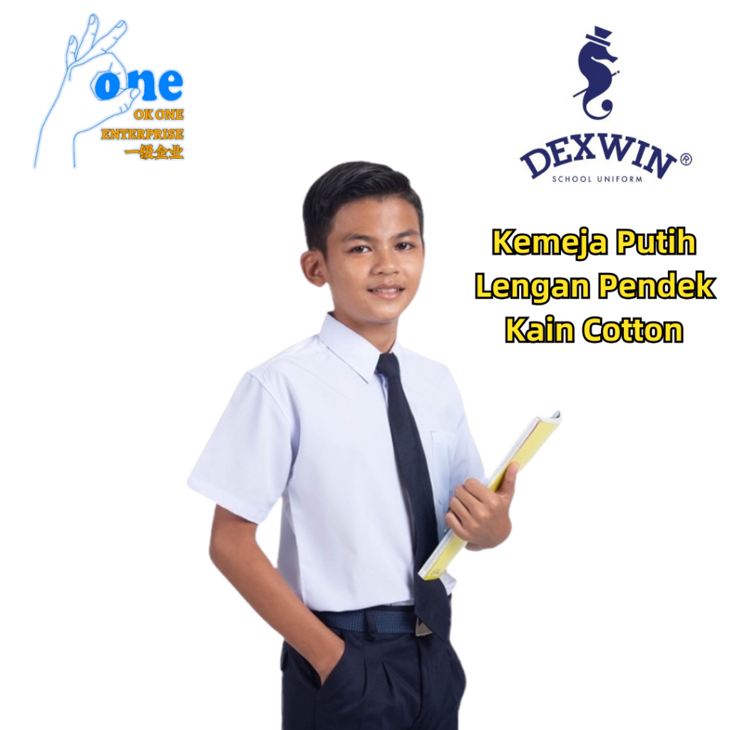 Dexwin School Uniform Short Sleeve White Shirt Kemeja Putih Sekolah Rendah Tangan Pendek Kain ...