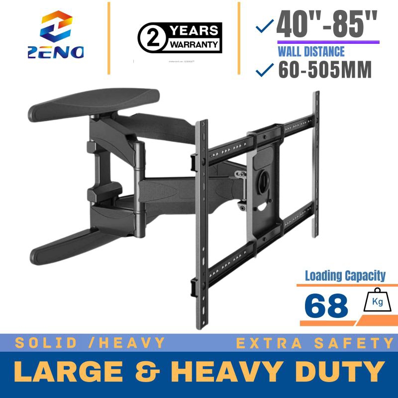 ZENO P700 HEAVY DUTY 40"-85" Adjustable Double Arms Swivel TV Wall Bracket,MAX 68kg Full Motion ...