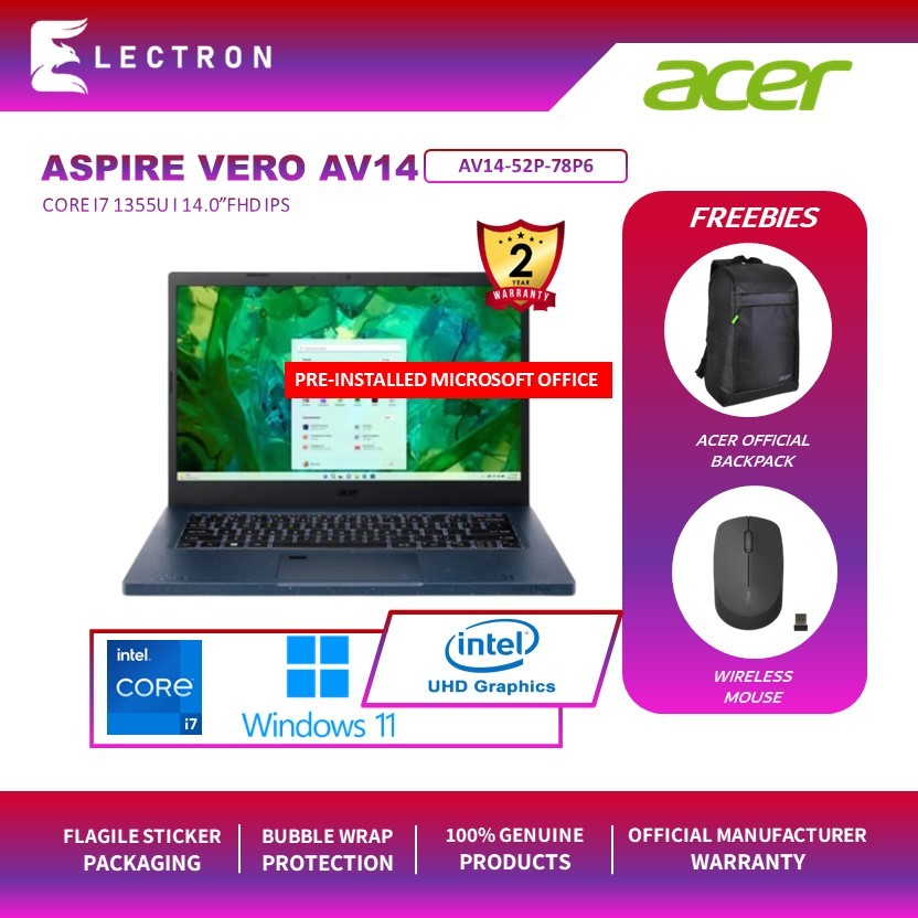 Acer Aspire Vero AV14-52P-78P6 14'' FHD Laptop Marianna Blue (I7-1355U ...