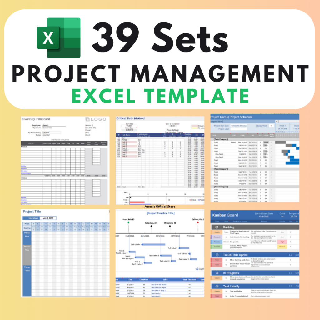 🔥INSTANT🔥 39 Set Project Management Excel Template : Gantt Chart ...