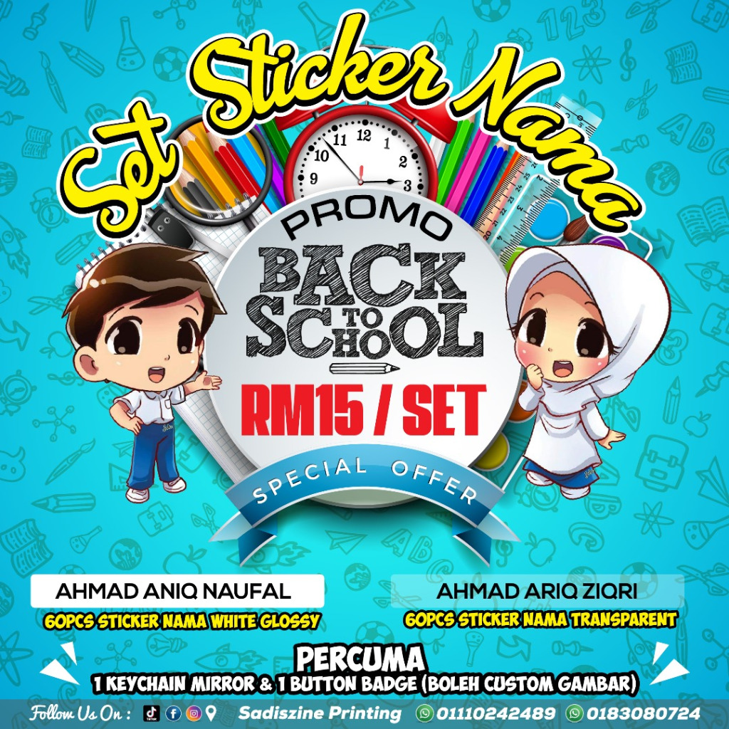 Set Sticker Nama Kembali Ke Sekolah | Shopee Malaysia