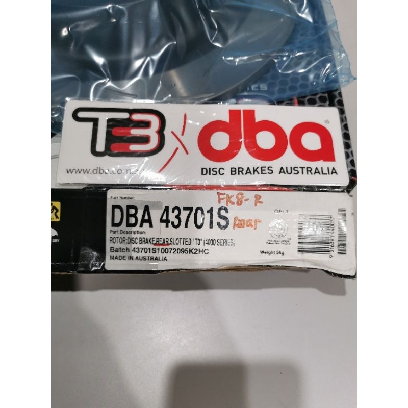 DBA T3-4000 hondw civic type r FK8R FK8 FL5 FK2 rear brake disc rotor ...