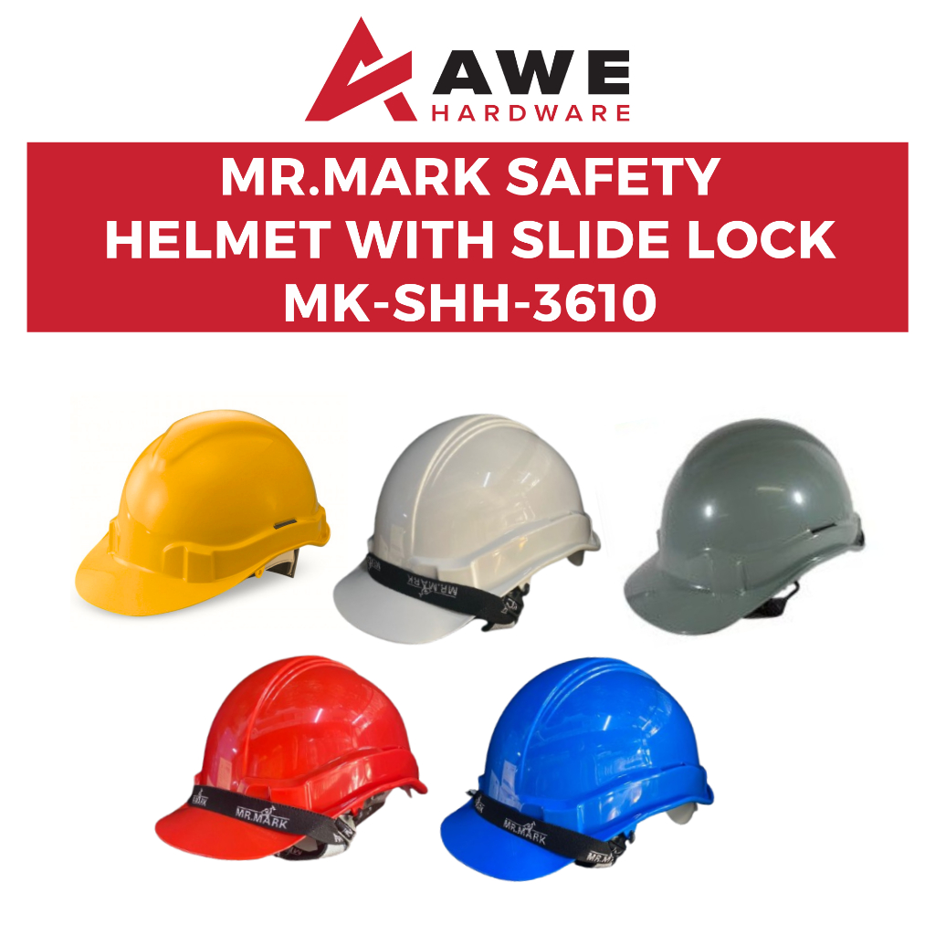 Mr Mark Safety Helmet Hard Hat With Slide Lock MK-SHH-3610 Topi Safety ...