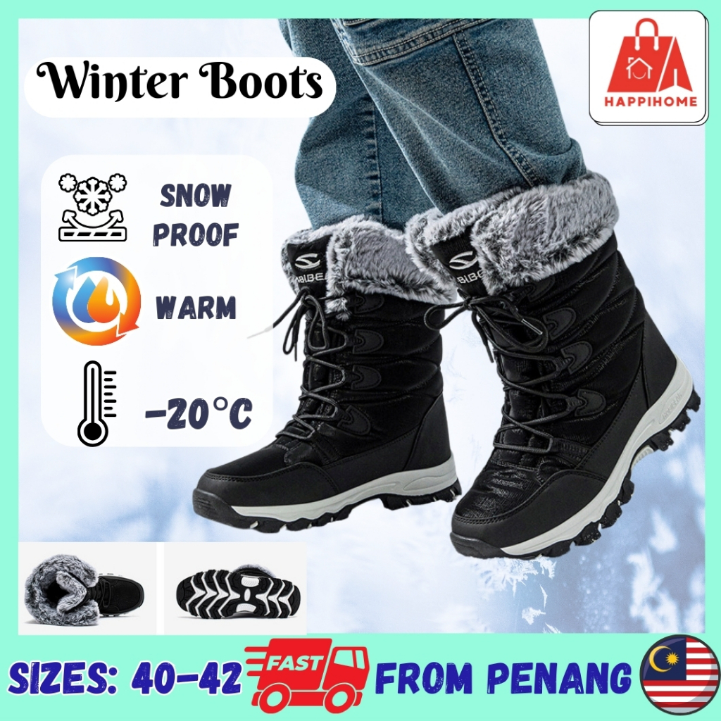 Winter Waterproof Snow Boots Men Winter Shoes Men 冬天鞋子 雪地靴 Anti Slip ...