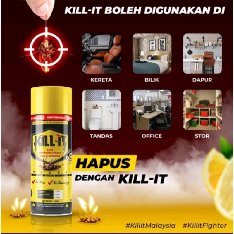 Spray Kill-It Pembunuh LIPAS Dan SERANGGA berkesan | Shopee Malaysia