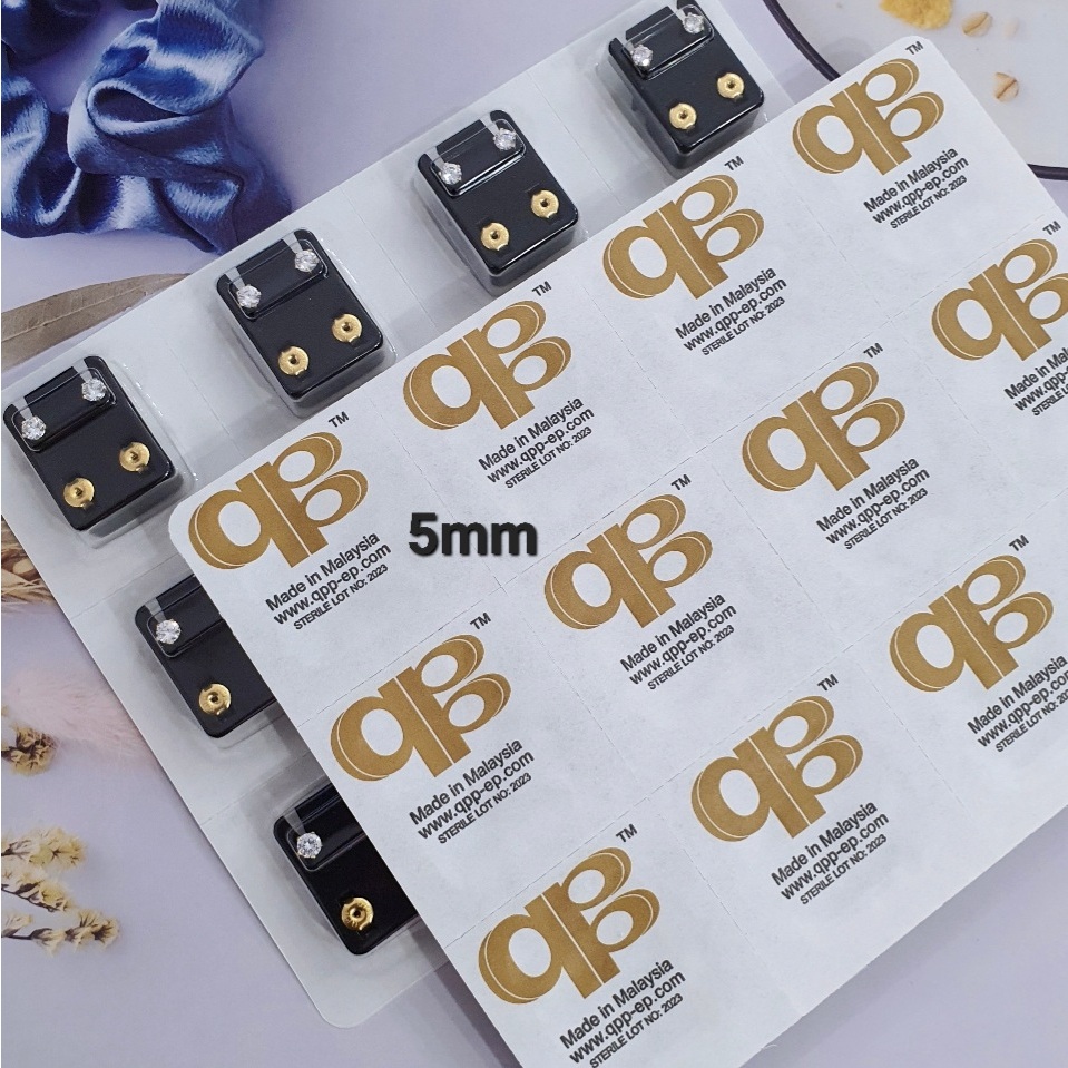 READY STOCK 】( 1 PAIR ) ( 5MM ) ( STAINLESS STEEL / GOLD PLATED ) QPP ...