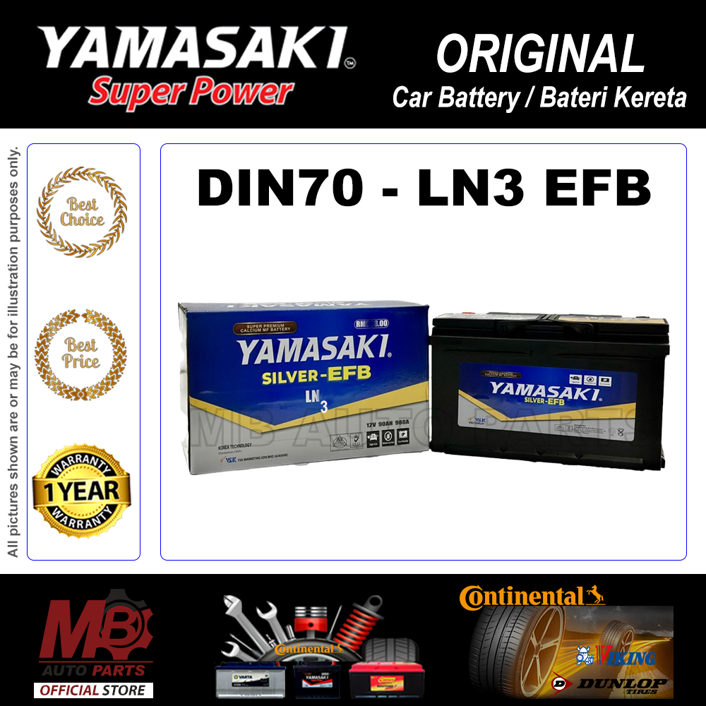 YAMASAKI - DIN70 LN3 EFB Silver - Super Power Battery [Car Battery | Bateri Kereta] | Shopee ...