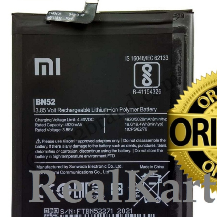 For Original BN52 BN53 BN54 BN55 Redmi Note 9 Pro Max M2007J17C 10Pro ...