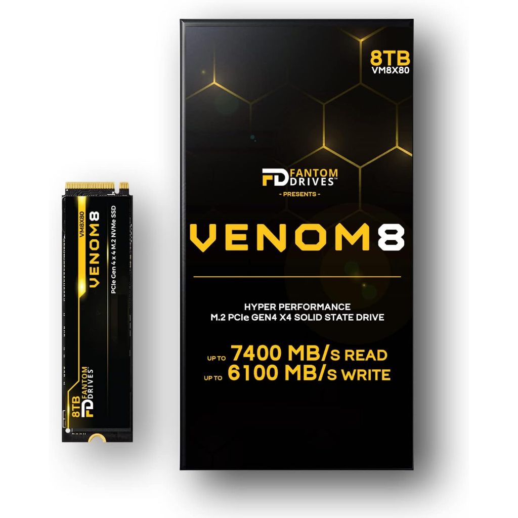 Fantom Drives VENOM8 8TB Internal SSD with Heatsink for PS5 (M.2 NVMe ...