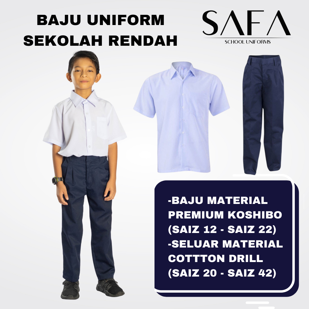 Baju Sekolah Rendah Lelaki Kemeja Putih Lengan Pendek Kain Licin ...