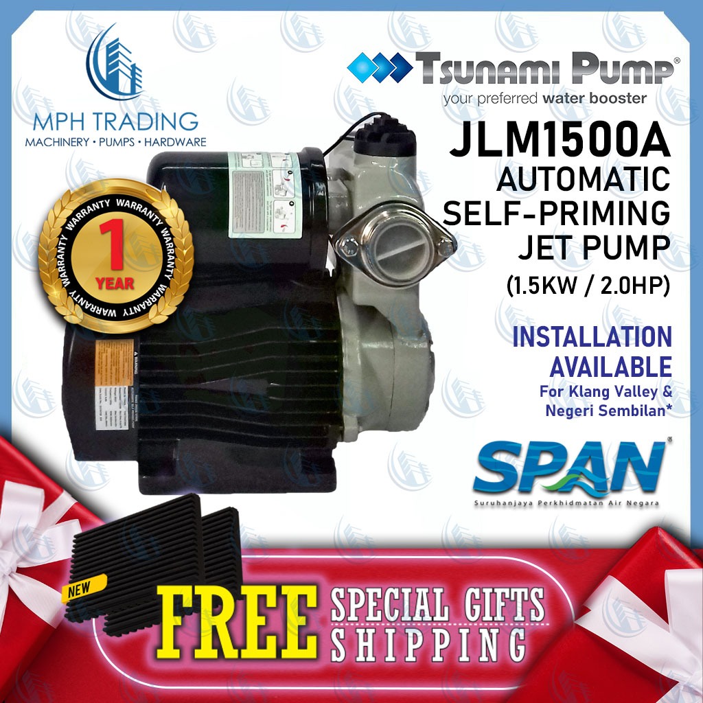 Tsunami JLM1500A Intelligent Automatic Self Priming Home Water Jet Pump Water Pump 2HP 800W ...