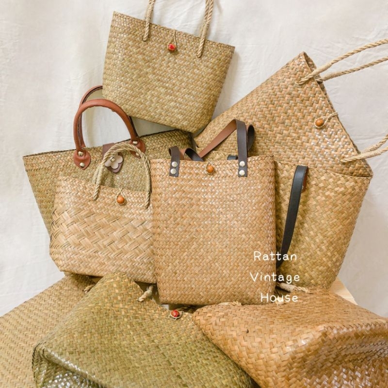 (Rattanvintage) 🔥 Beg Anyaman Mengkuang | Anyaman Tote Bag | Mengkuang ...