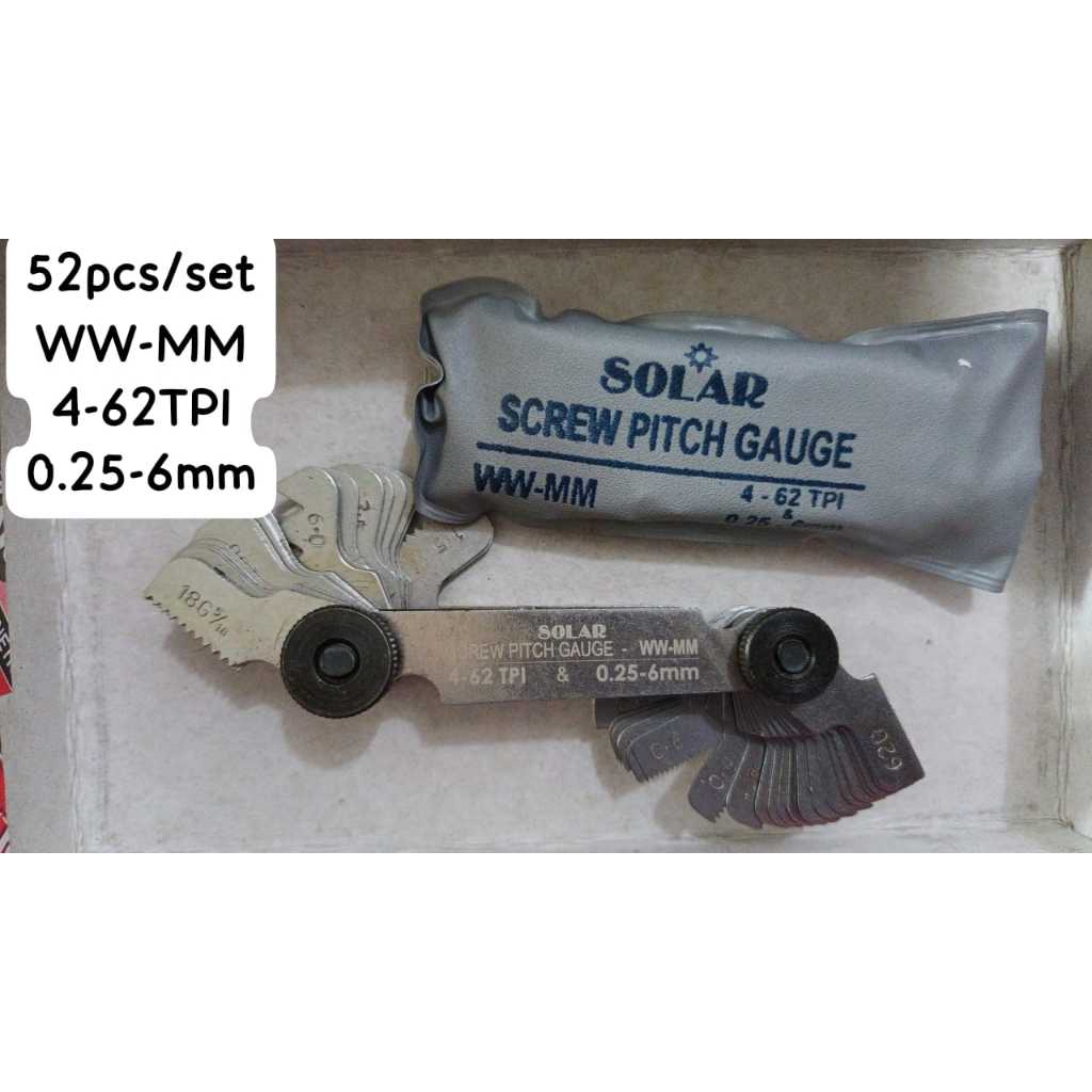 GARVIN / HUNTER / SOLAR / HELLO SCREW PITCH GAUGE WW-MM COMBINED 52 ...