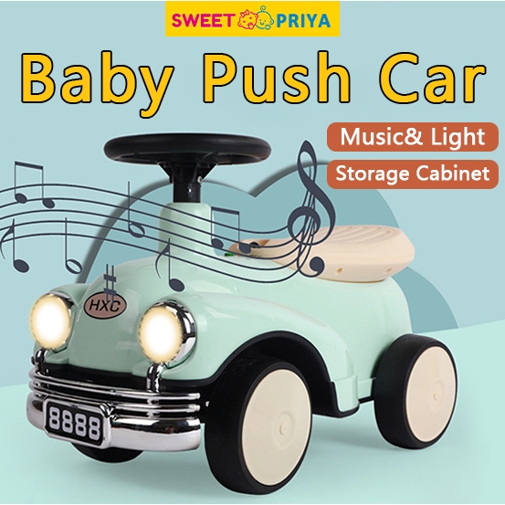 4 Wheels Ride On Toy Car / Push Baby Car with Music & Lights/ Kereta ...