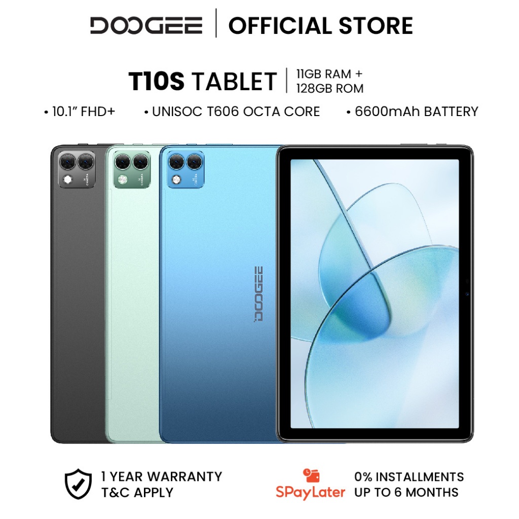 DOOGEE T10S Tablet (11GB RAM + 128GB ROM) / 10.1" FHD Display / 6600mAh ...