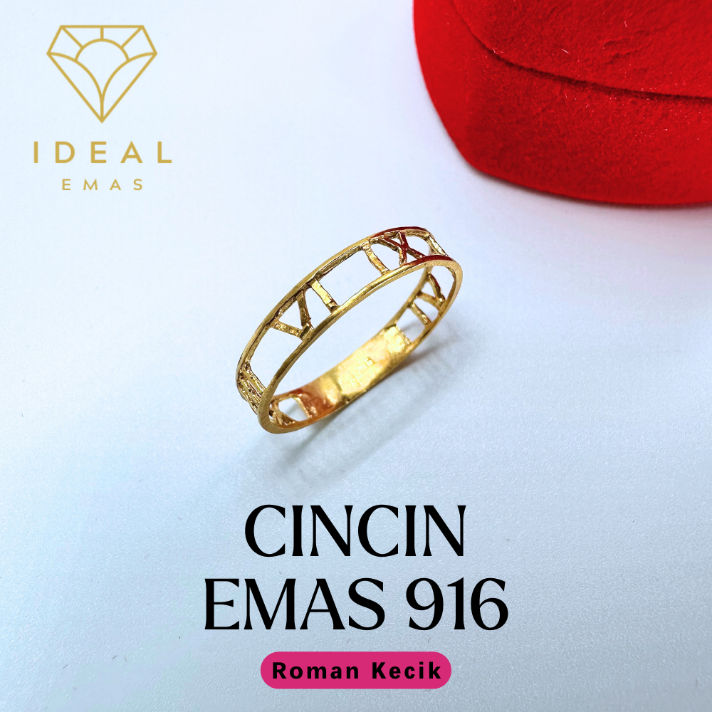 Ready Stock Cincin Emas 916 Roman KECIK Budget Bajet Padu Small Gold ...