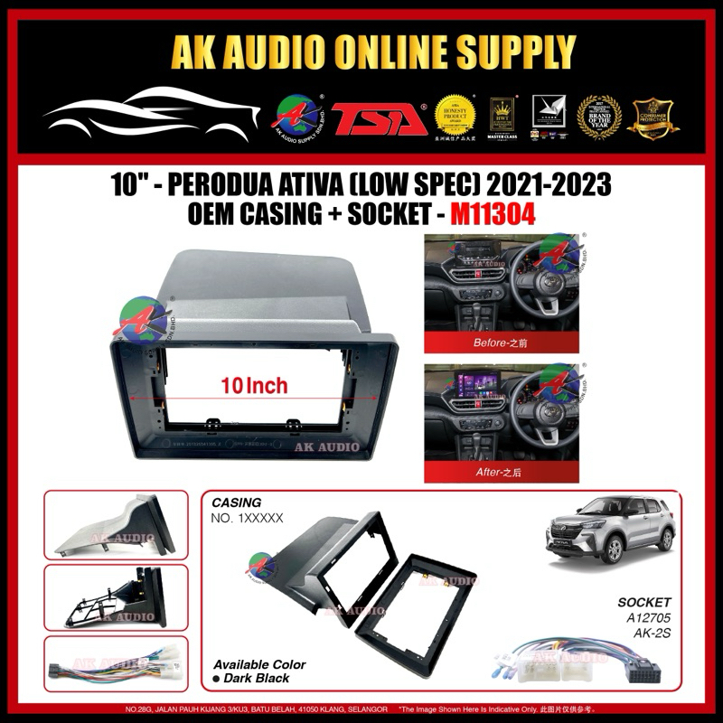 Perodua Ativa 2021 - 2024 [ Low Spec ] Android 10'' Casing + Socket ...