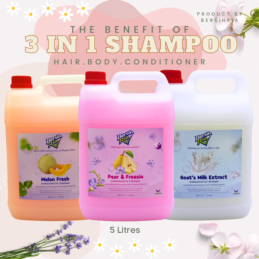 3 In 1 Shampoo 5L For Homestay, (Hair, Body & Conditioner) Ready Stock ...