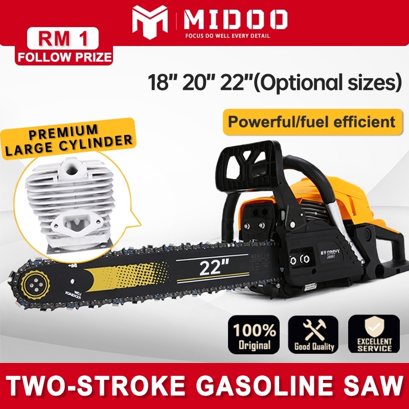 HEAVY DUTY 18 / 20 / 22 INCH CHAIN SAW CHAINSAW MACHINE GASOLINE 52CC 2 ...