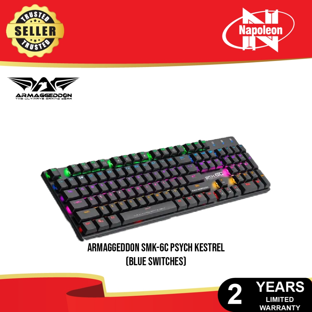 ARMAGGEDDON SMK6C PSYCHKESTREL KEYBOARD - BLUE (CLICK SOUND) | Shopee ...