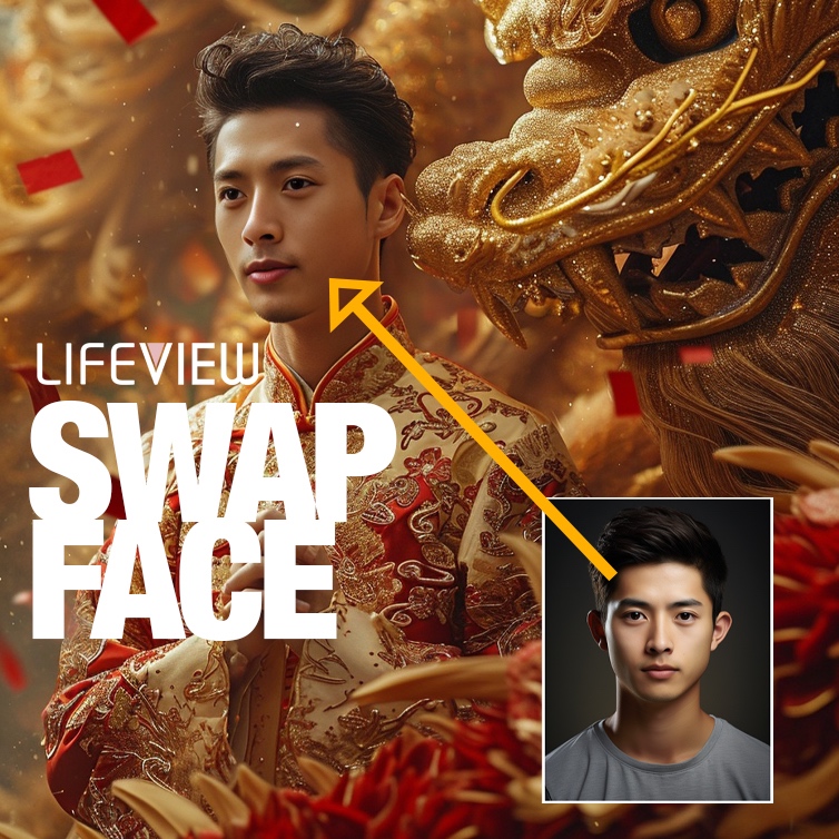 Lifeview swap face for man in different style background theme digital ...