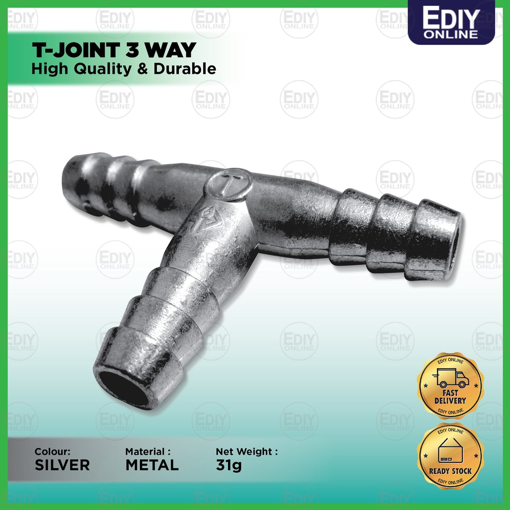 Gas T Joint Hose Connector 3 Way Nozzle Extension Splitter Equal Pipe ...