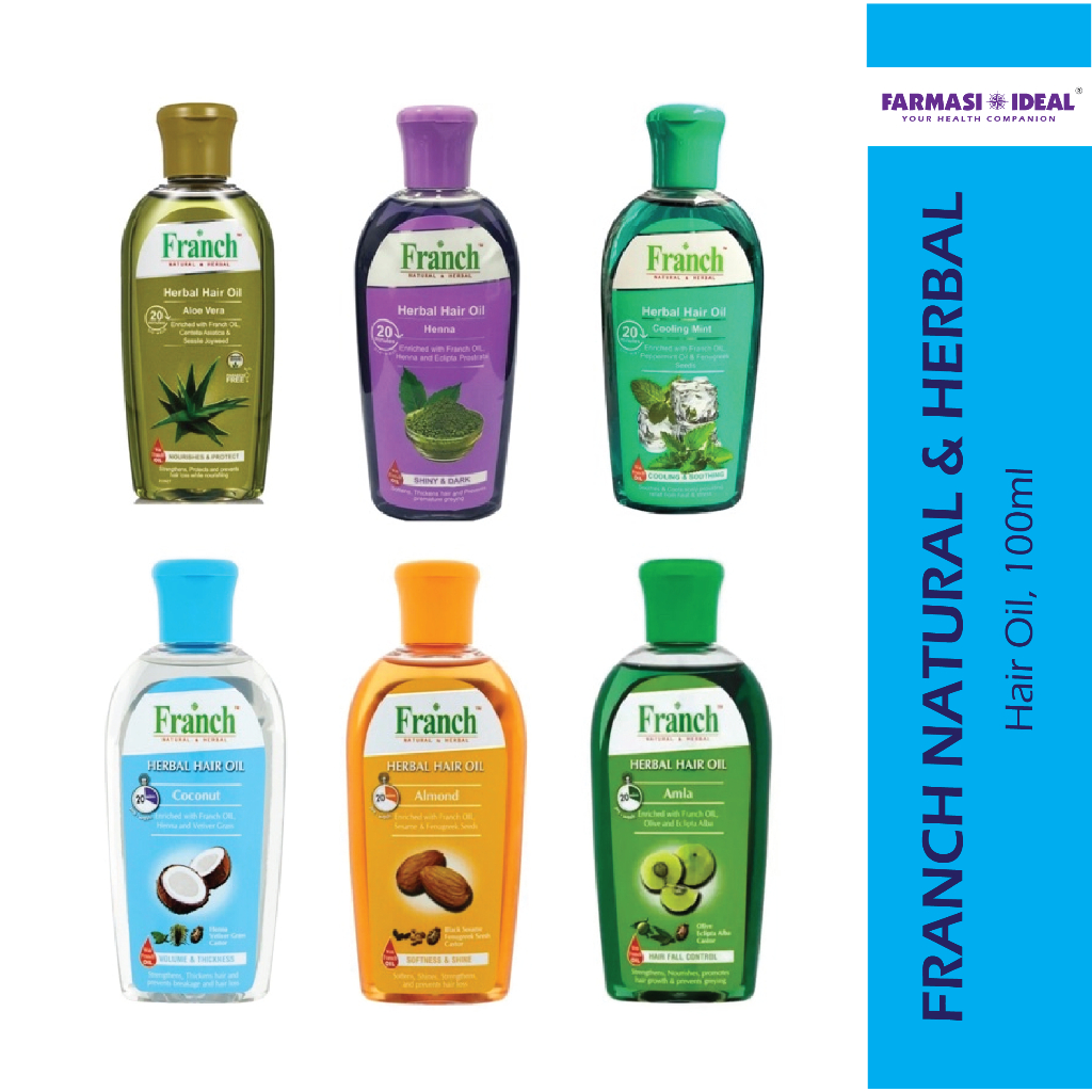 Franch Herbal Hair Oil 100ml (almond/henna/amla/coconut/cooling mint ...
